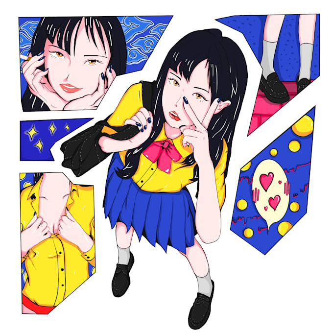 Do make retro cute japanese cartoon illustration for you by ...