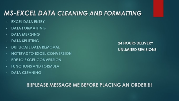 Ms excel data cleaning and formatting by Ashu987875 | Fiverr Ms excel data cleaning and formatting by Ashu987875 | Fiverr