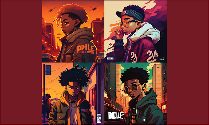 Design unique rap album cover in a cartoon anime lofi style by Store16 ...