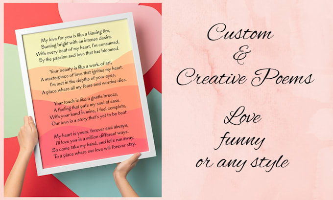 Write a poem for you, any topic or occasion by Prowork305 | Fiverr