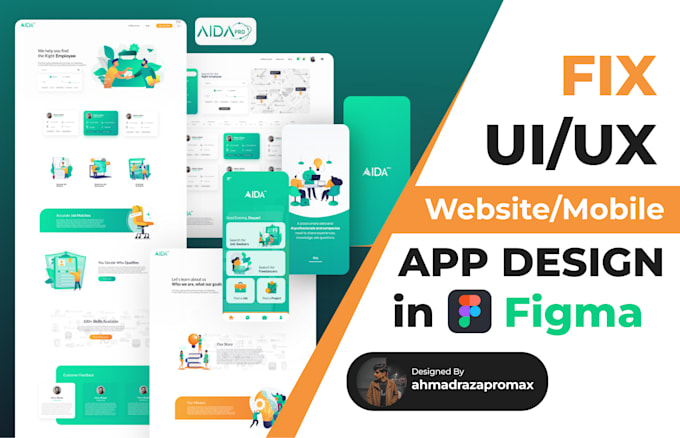 Fix, redesign, or design a website ui ux mobile figma by ...