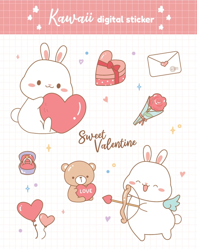 Draw cute digital sticker vector by Orenjinek0 | Fiverr
