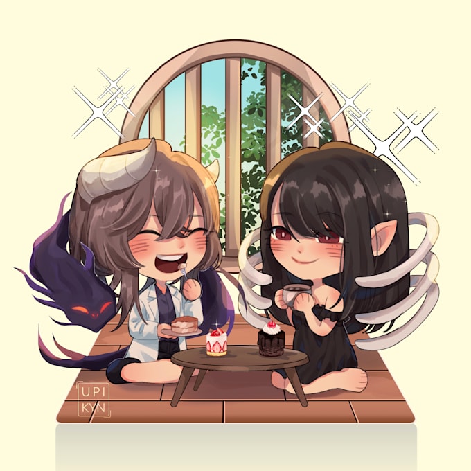 Draw cute small chibi character by Upikyun99 | Fiverr