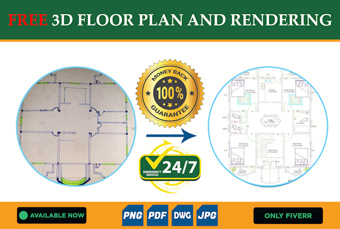 Draw, redraw your architectural plans in autocad by Forkan2 | Fiverr