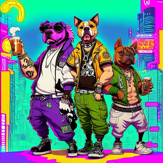 Create amazing neon vaporwave cartoon by Luqmandraws | Fiverr