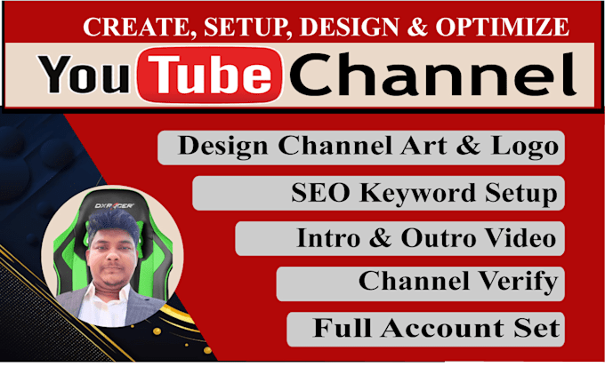Create and setup youtube channel with logo, banner, and seo by ...