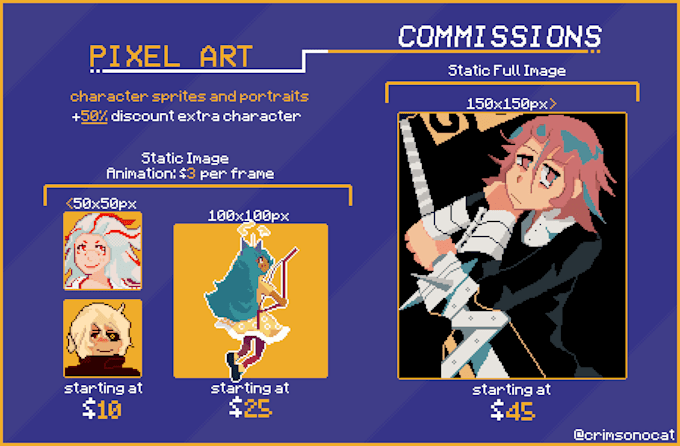 Do static and animated pixel art by Crimsonocat | Fiverr