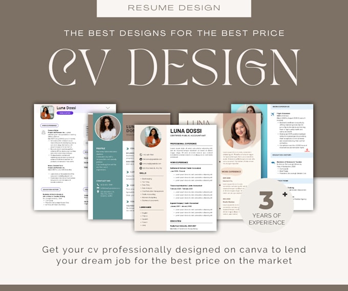 Professionally design your resume, cv on canva by Lunadossi | Fiverr
