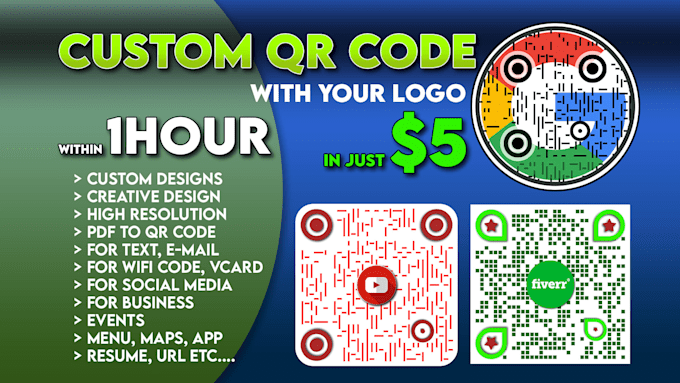 Create custom qr code design with your logo by Ahmedarif32 | Fiverr