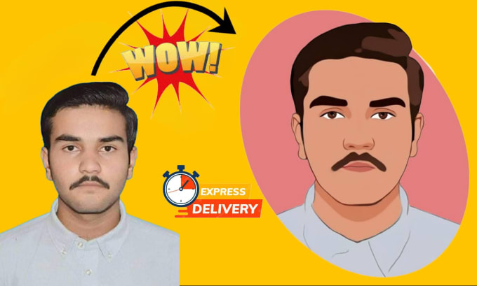 Get a fun, custom cartoon version of your photo by Oyebabarkhan | Fiverr