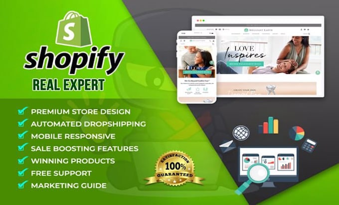 Shopify store design, shopify ecommerce website design, or drop ...
