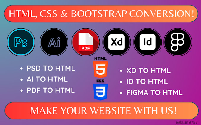 Conversion xd, ai, figma and psd to html css bootstrap website by ...