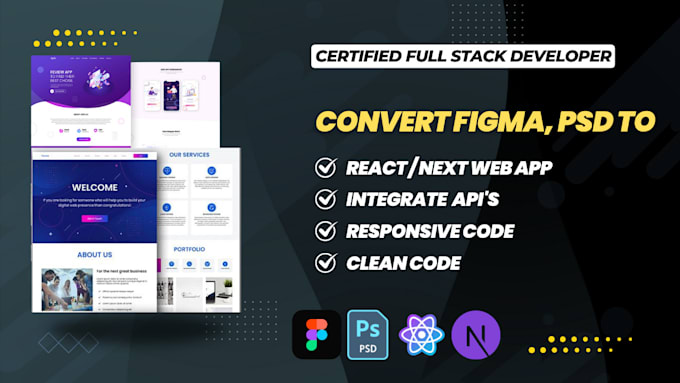 Do web front end development ,psd to react conversion , figma , xd to react by Fullstack_dev ...