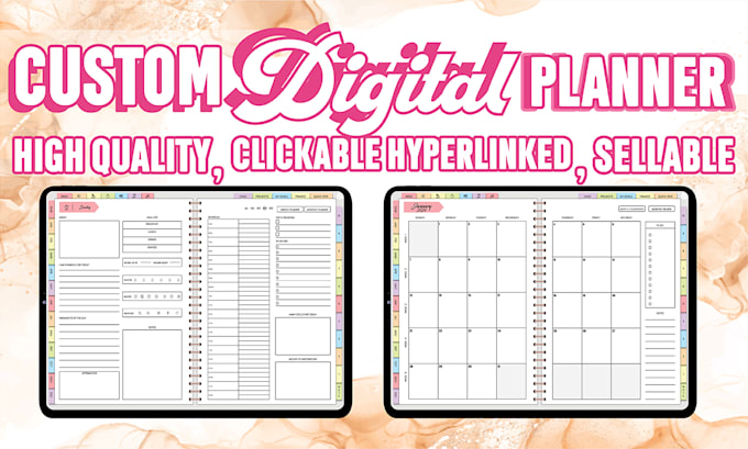 Design high quality premium custom digital planner for etsy by Crucial ...