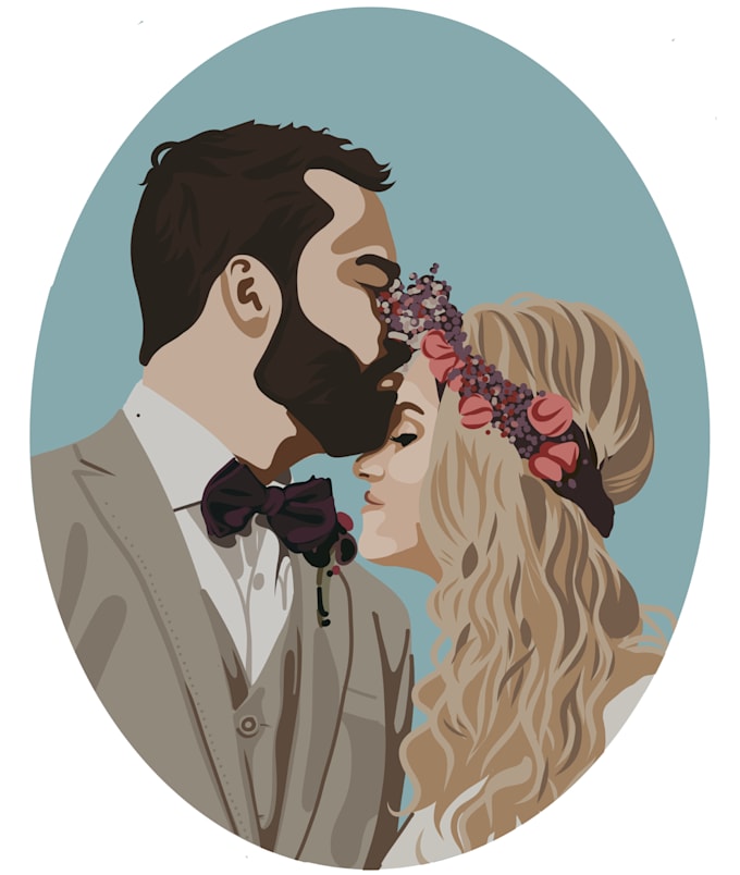 Digitally paint you and your partner on your wedding day by ...