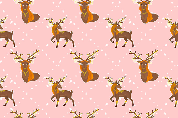 Make a seamless pattern base illustration based on my style by Zarrrra ...