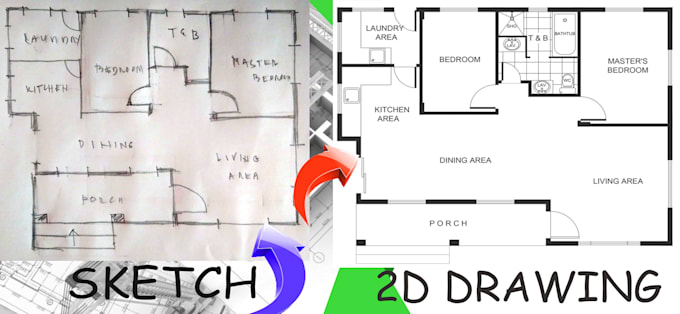 Redraw floor plan from sketch to autocad drawing by Mspar_m | Fiverr