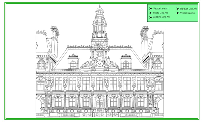 Draw detailed vector line art for any building or product by ...