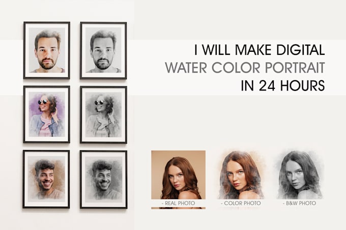 Make digital water color portrait in 24 hours by Pandavart | Fiverr