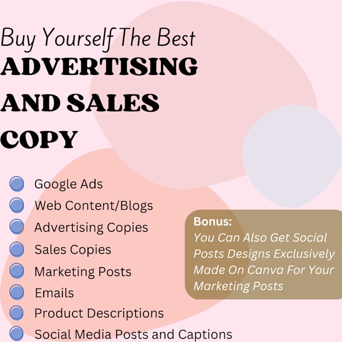 Create sales and advertising copies for your brand by Jiaasim25 | Fiverr