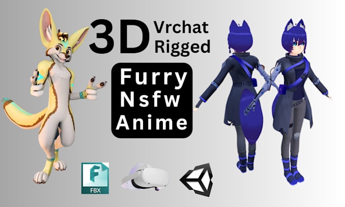 Design 3d vrchat, custom avatar, vr furry, vrc character model, nsfw ...