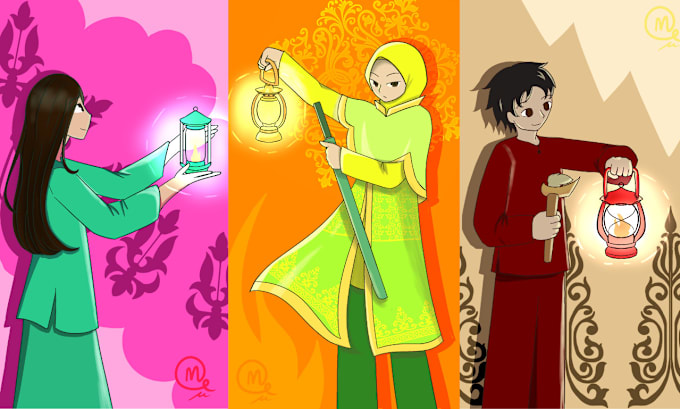 Draw a lantern with your character holding it by Megreeny | Fiverr