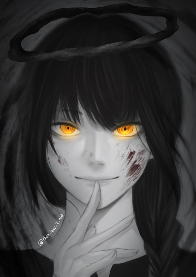 Make grayscale illustration in anime or semi realist style by ...