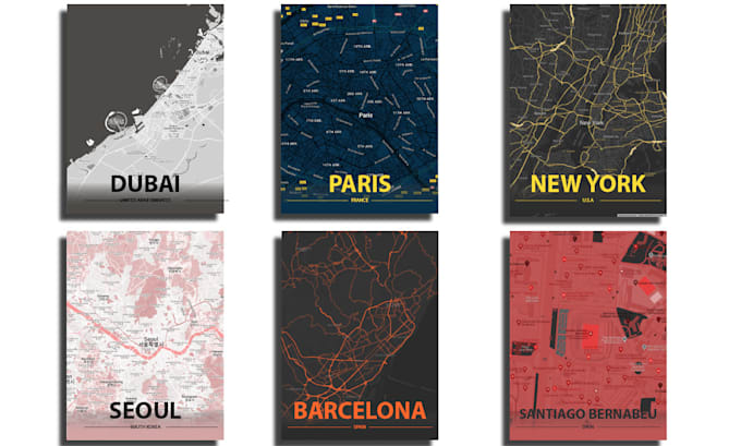 Design a wall map city or location poster by Aminebouaoud | Fiverr