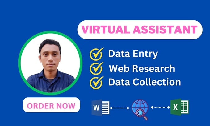 Virtual assistant, data entry, web research, data collection by Expert_nayan1 | Fiverr