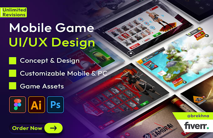 Do complete game ui ux design, from icons to menus and huds by Brekhna ...