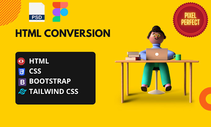 Convert figma and psd to html, css, bootstrap or tailwind by Hamzah_r | Fiverr