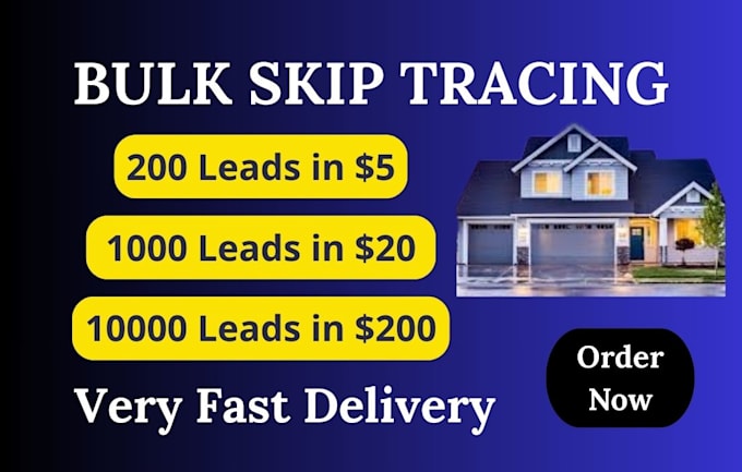 Do bulk skip tracing for real estate by Alishahje | Fiverr
