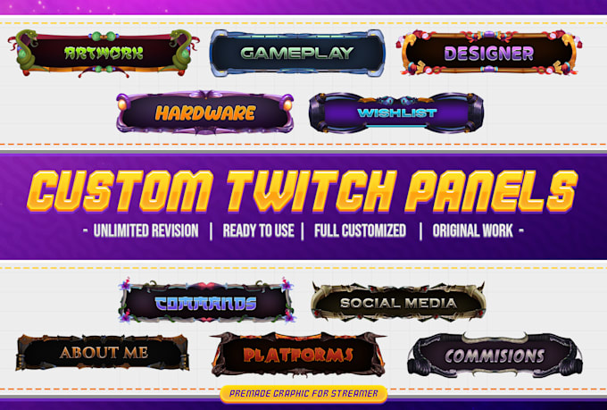 Design fantastic custom panels,buttons for twitch overlay by ...