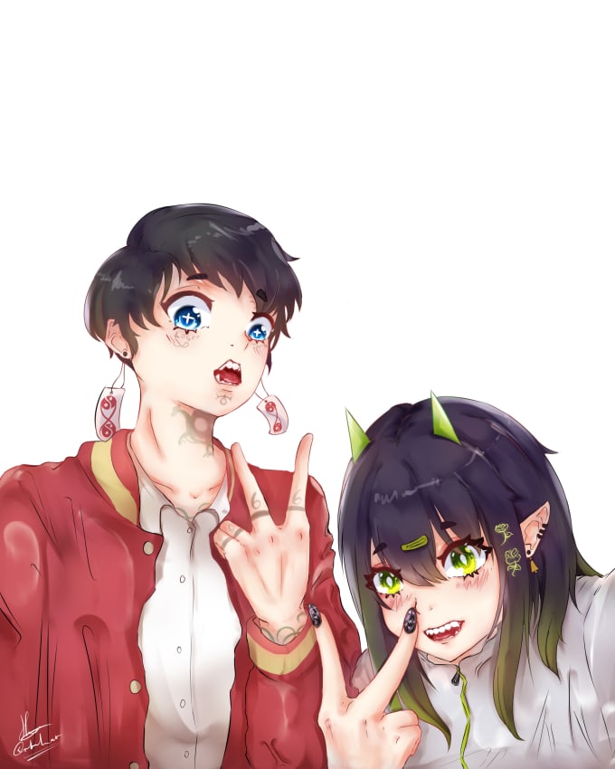 Draw couple,fanart,photo,oc in anime with my style by Mhaart | Fiverr