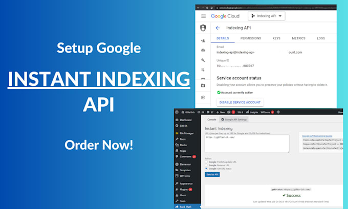 Connect instant google indexing api to wordpress quickly by Engrhamza786 | Fiverr