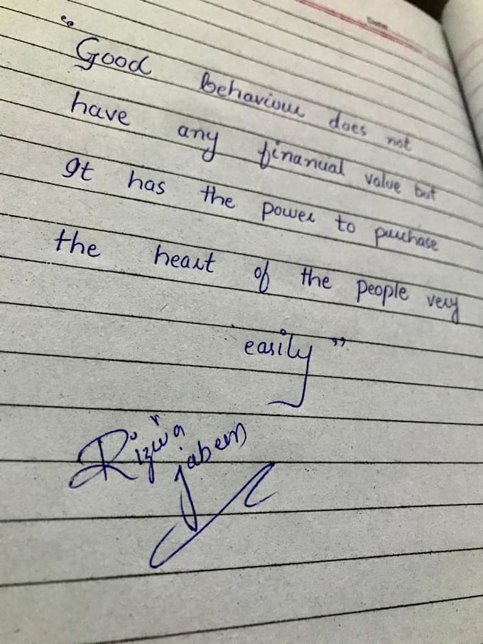 Handwrite notes and letters by Rizwajabeen | Fiverr
