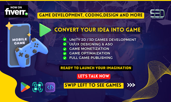 Develop and design 2d 3d unity multiplayer game for mobile, pc, ios and ...