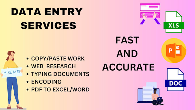 Do fast and accurate typing, encoding, or data entry jobs, copy paste by Malou1995 | Fiverr