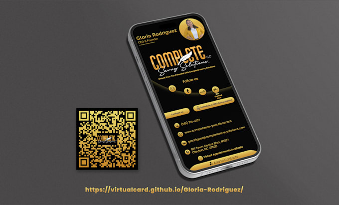 Design a clickable digital business card with a qr code and a live link ...