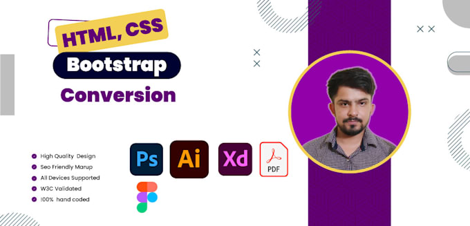 Transform psd, ai, xd, or figma to html and bootstrap 5 by Designerdhillon | Fiverr