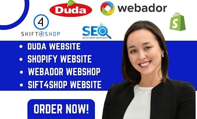Webador website design shift4shop or shopify website, duda website ...