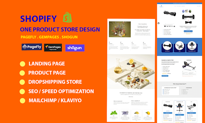 Make shopify store, one product store, shopify landing page by ...
