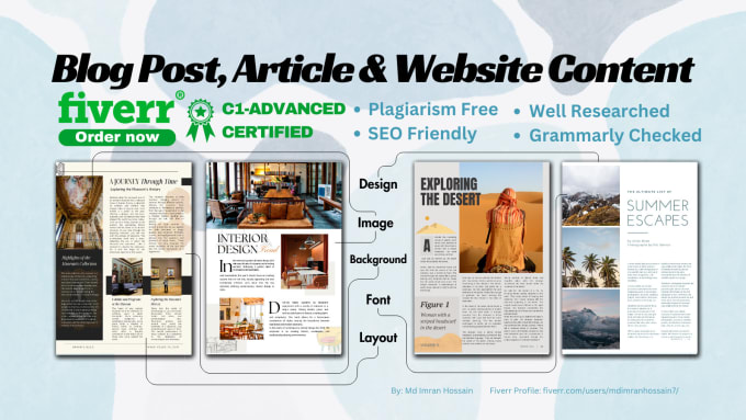 Write engaging blog posts, articles, copy writings, promotional content ...