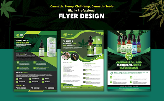 Design cbd and hemp oil lookbook cannabis catalogue poster label ...