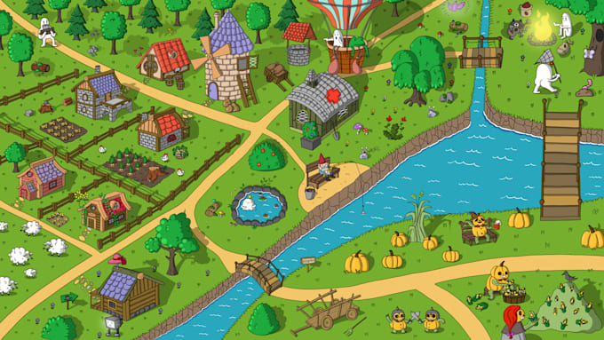 Draw a beautiful isometric cartoon map by Aisaku666 | Fiverr