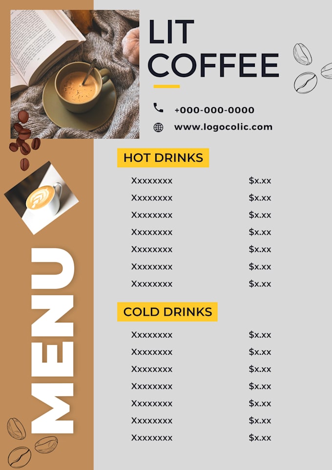 Do your favorite menu design in vintage, minimalistic and soft style by ...