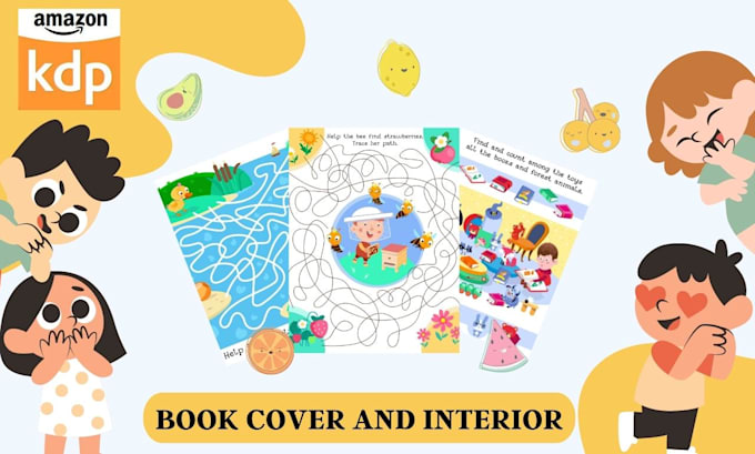 Create kids coloring book cover kids activity book interior cover ...