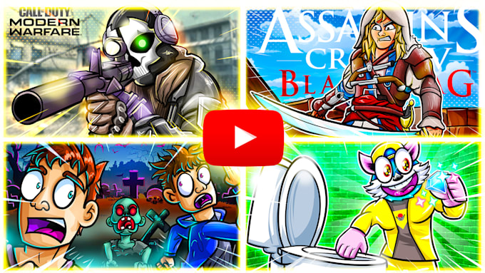 Eye catching cartoon thumbnails for youtube by Truedreambrush | Fiverr