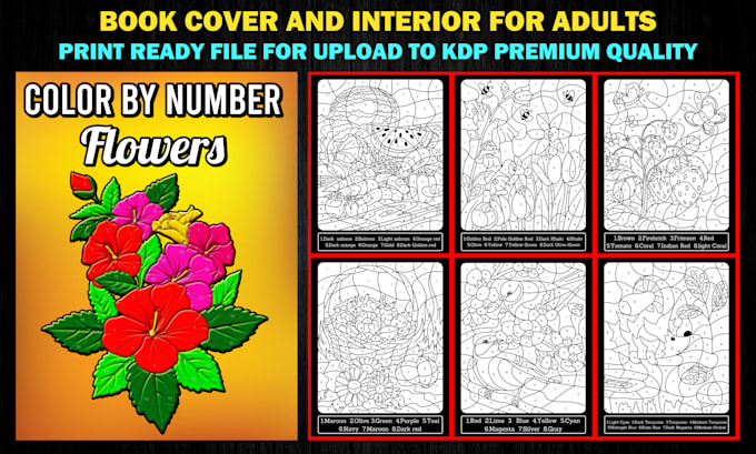Create color by number book cover and interior pages for all by ...