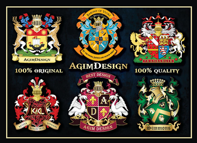 Regal family crest coat of arms with a luxurious design by Harley ...